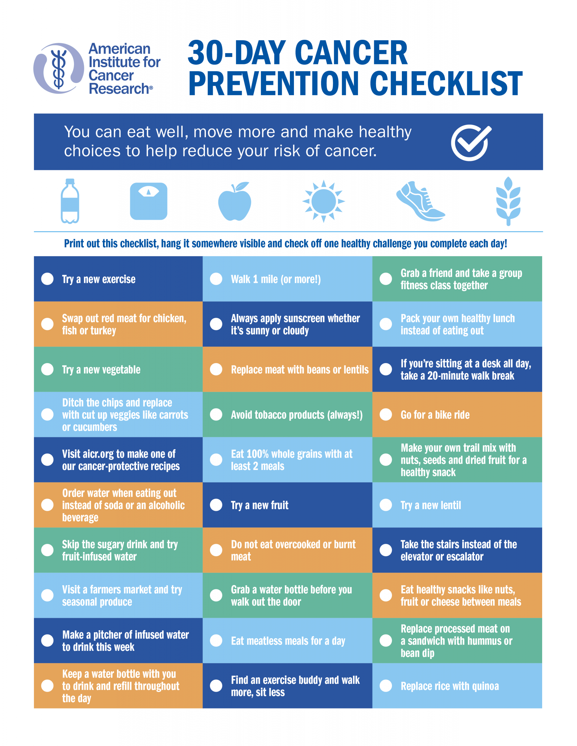 30-Day Cancer Prevention Checklist - American Institute for Cancer Research